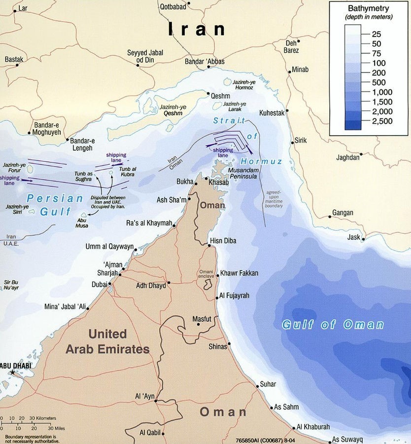 Enlarged Image Map of Strait of Hormuz – Exploring Forgotten History ...